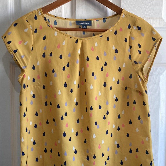 Modcloth | Tops | Modcloth Rain Drop Short Sleeve Blouse Yellow Small ...